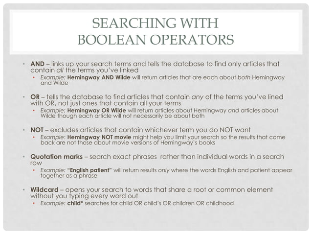 Research using databases | PPTX | Search | Internet