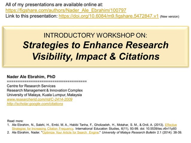 Strategies to Enhance Research Visibility, Impact & Citations | PPT