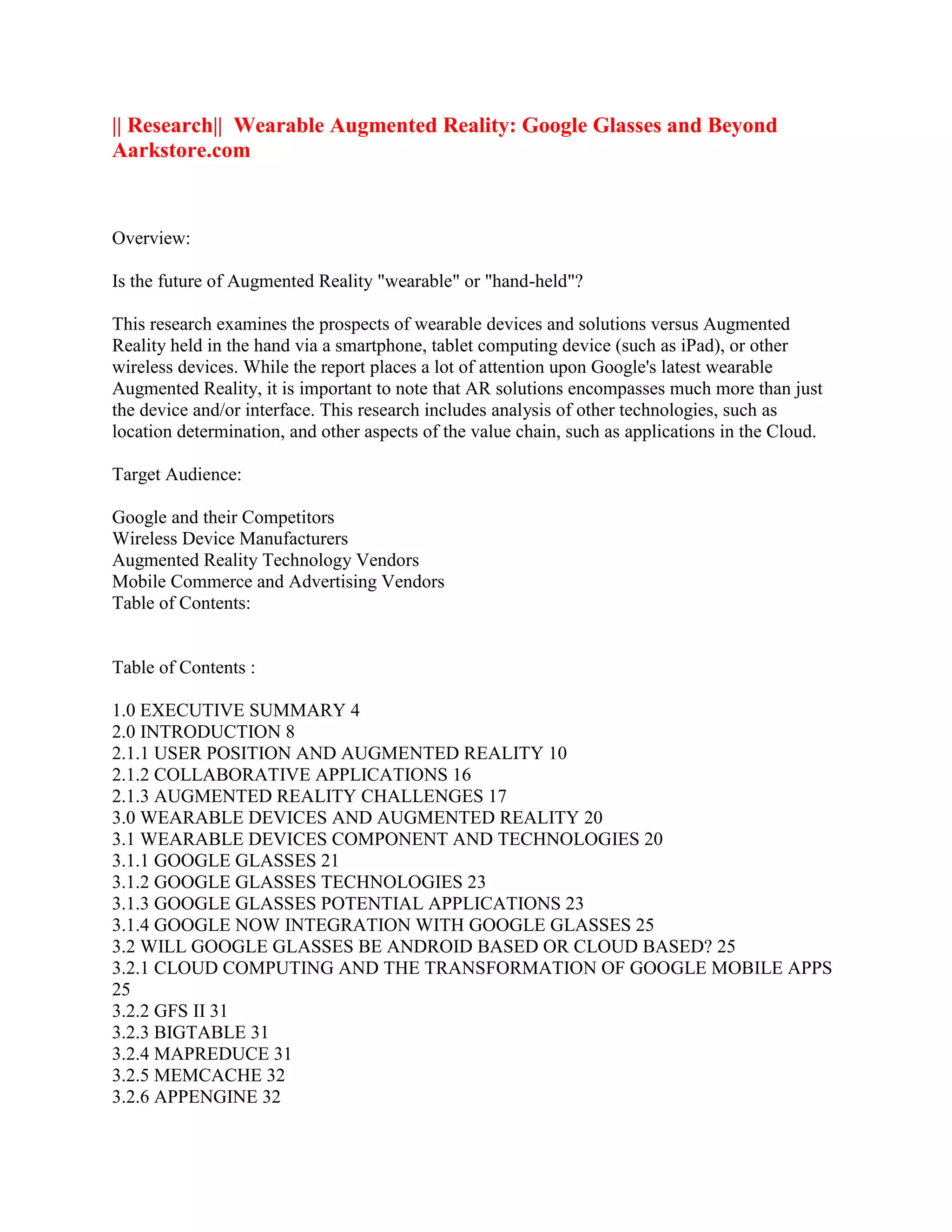Research wearable augmented reality google glasses and beyond aarkstore.com | Cloud Computing ...