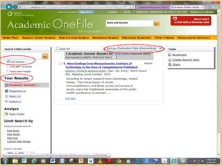 Research with Academic OneFile | PPTX | Technology & Computing