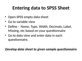 Quantitative Research with SPSS, using SPSS as a Research Technique | PPTX