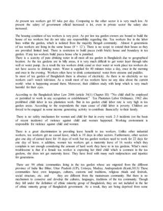 Current Situation and Land Rights of Tea Workers in Bangladesh | DOC