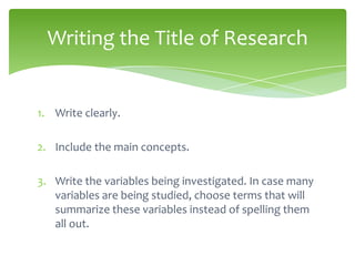 Research writing | PPT
