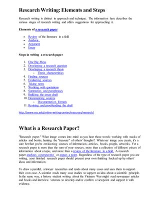 Research writing | DOCX | College Planning | College Education