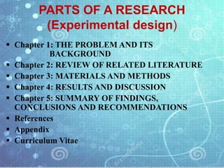 Research writing (Experimental Design) | PPTX