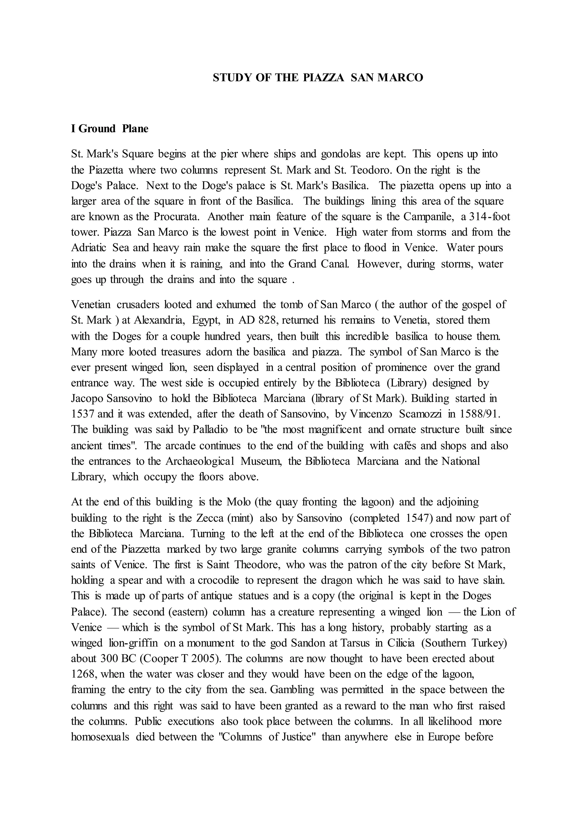 STUDY OF THE PIAZZA SAN MARCO | DOCX