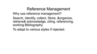 Research writing & Reference Management using Mendely | PPT