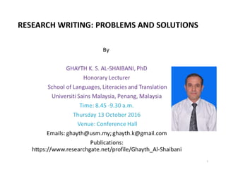 Research writing problems and solutions | PPT