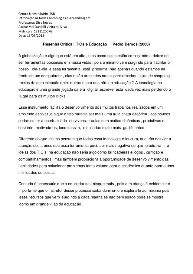 Modelo De Resenha Critica Pronta Abnt
