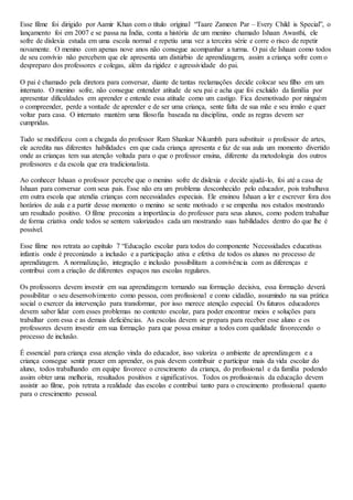 Resenha crítica do filme como estrelas na terra | DOCX