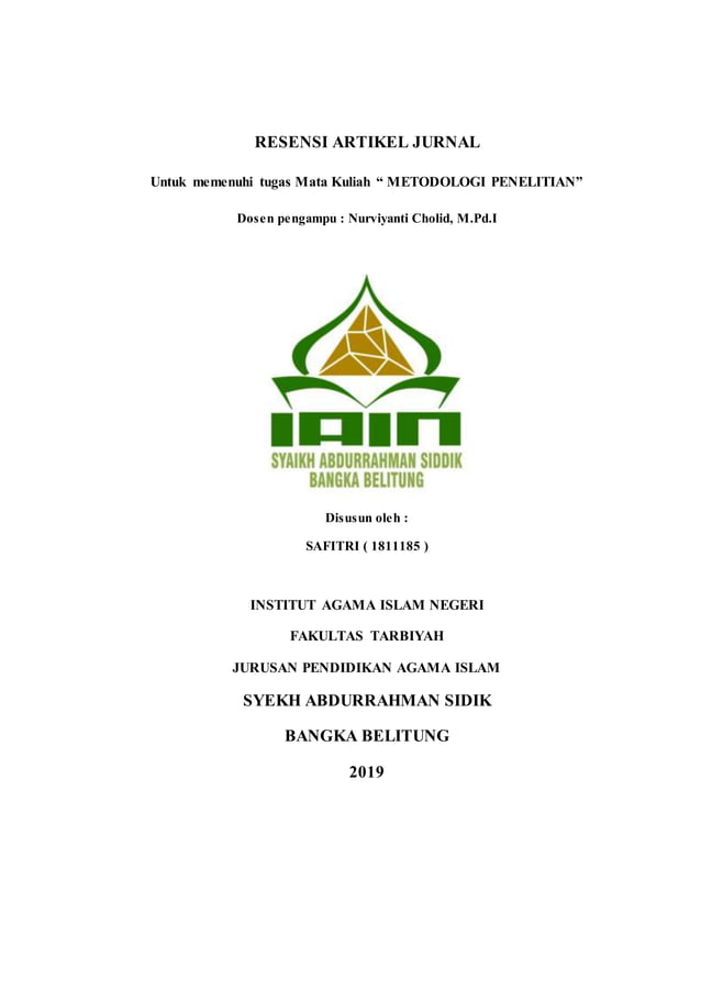 Resensi Artikel Jurnal Pendidikan Agama islam | DOCX