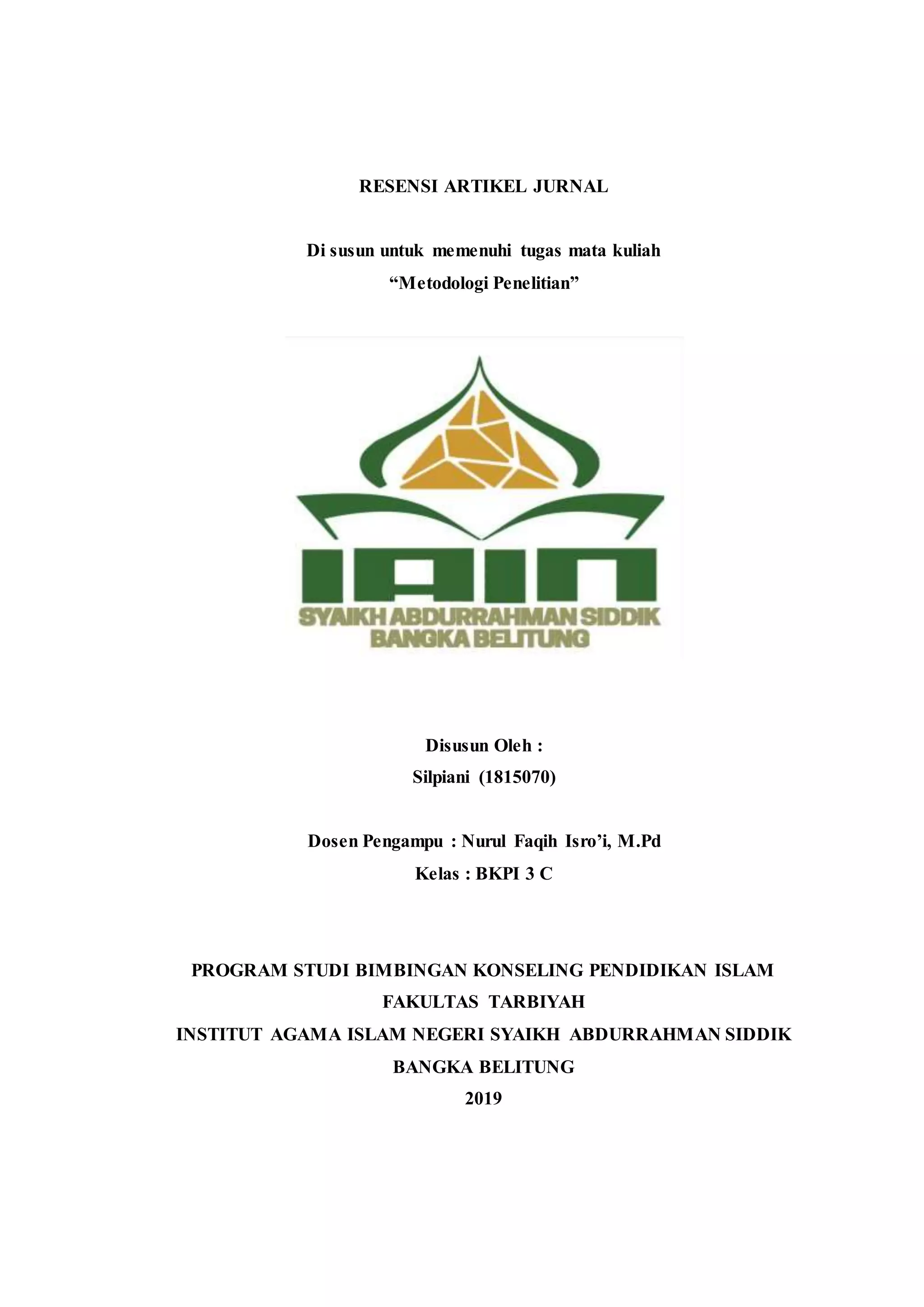 Resensi artikel jurnal silpiani | PDF