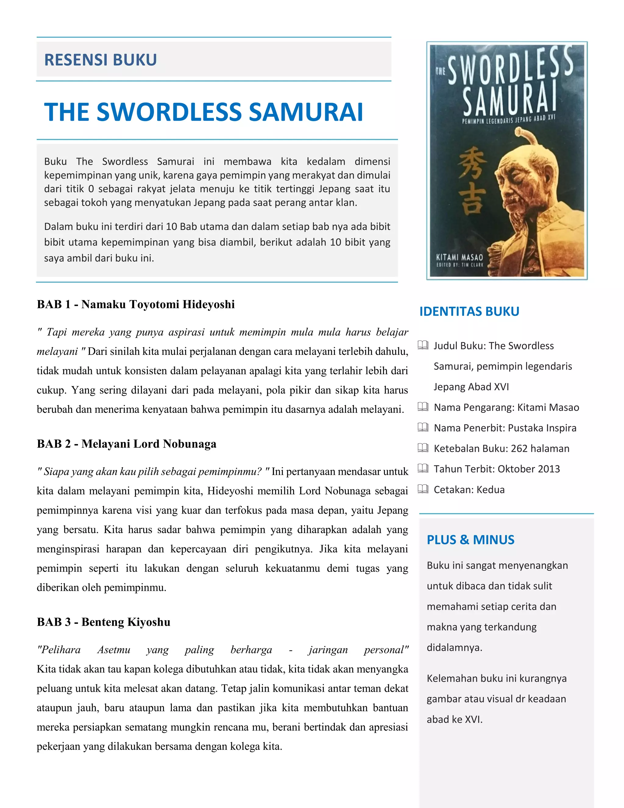 Resensi Buku - The Swordless Samurai | PDF