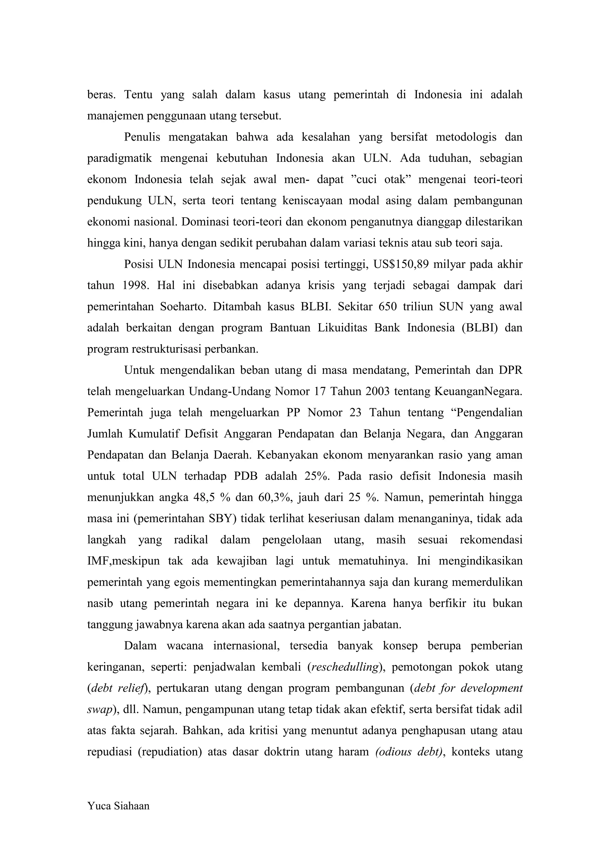 Resensi buku utang pemerintah mencekik rakyat | PDF