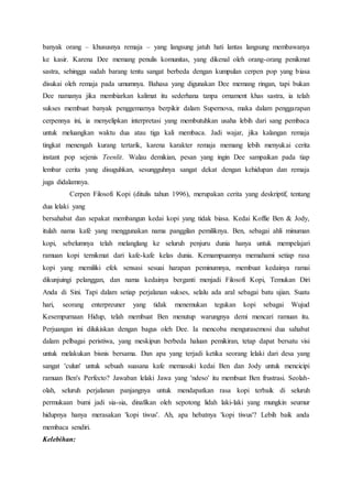 Resensi cerpen filosopi kopi | DOCX