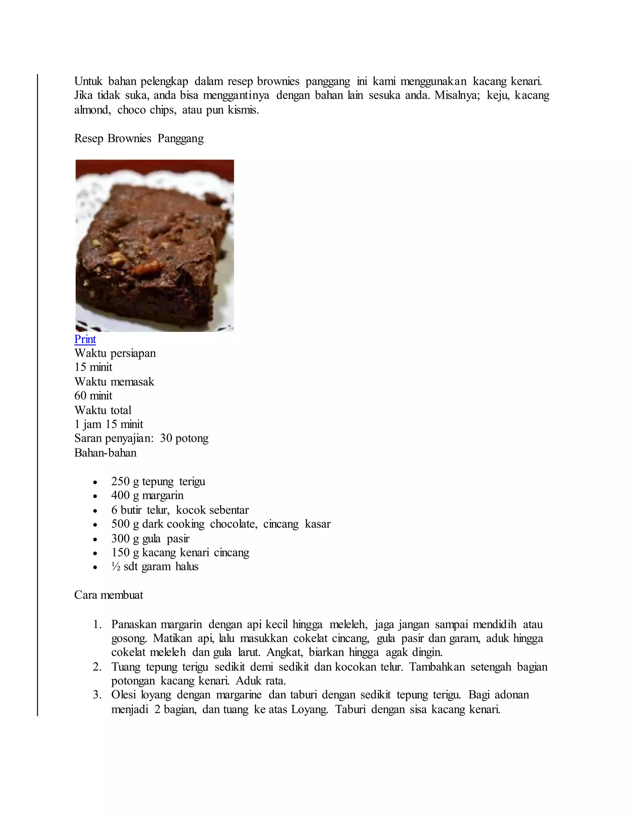 Resep Kue Brownies | PDF