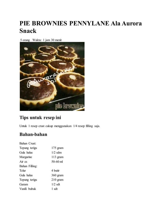 Resep Kue Brownies | PDF
