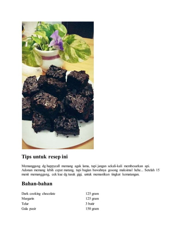 Resep Kue Brownies | PDF