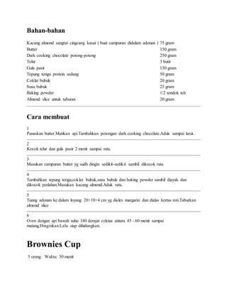 Resep Kue Brownies | DOCX