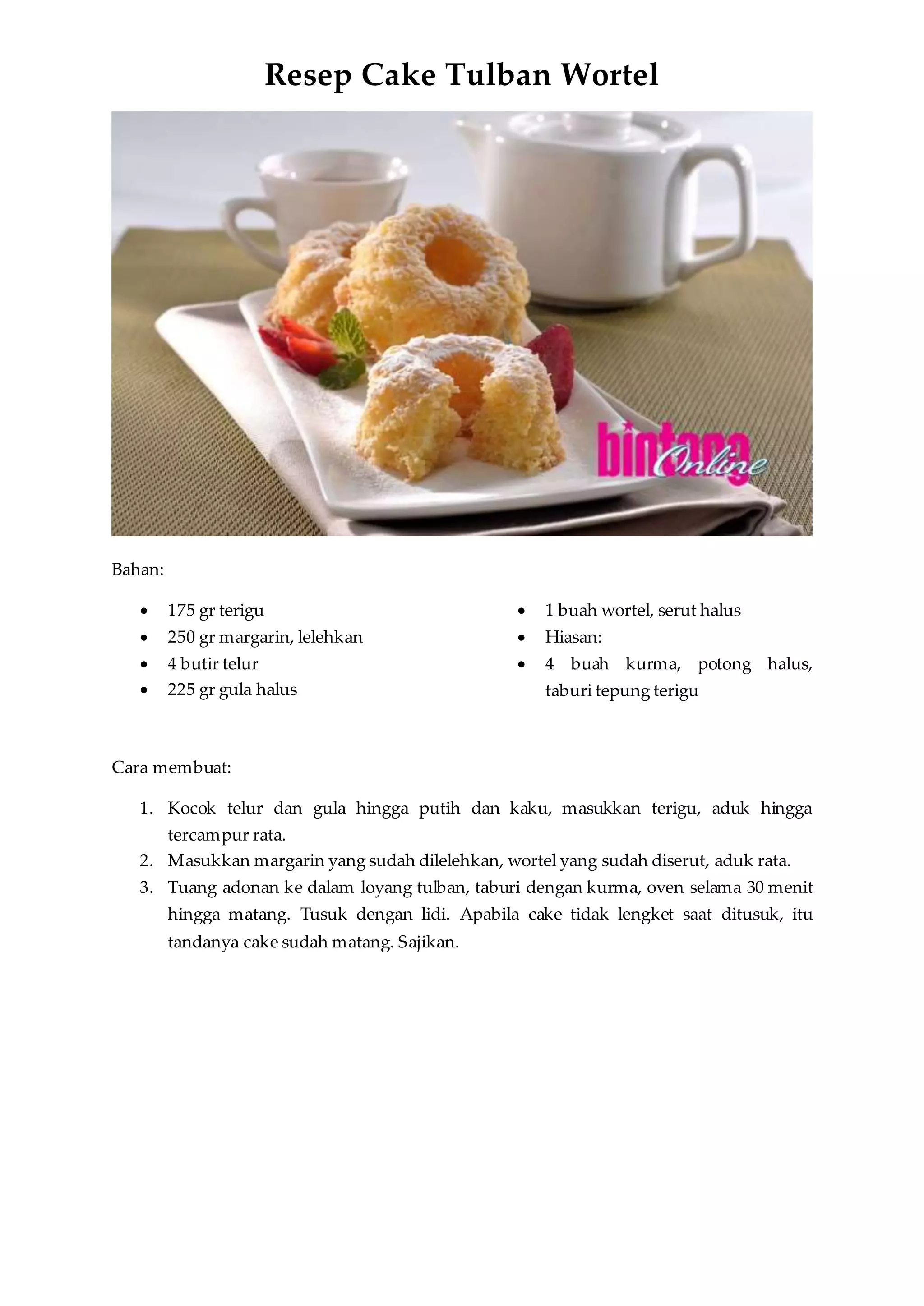 Resep cake tulban wortel | DOCX