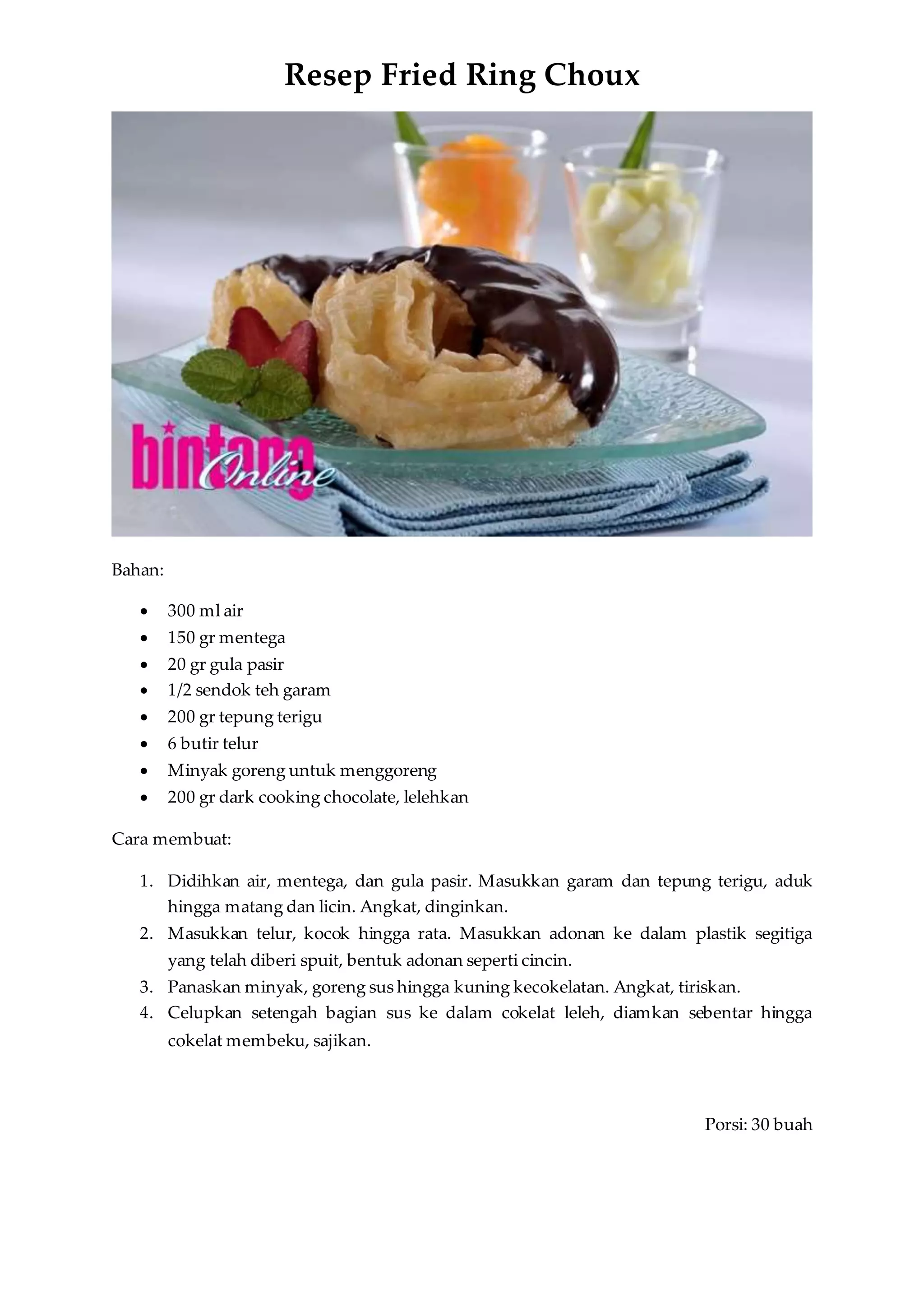 Resep fried ring choux | DOCX