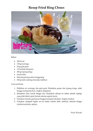 Resep fried ring choux | PDF