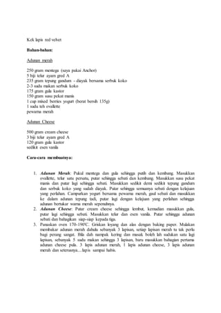 Resepi kek minyak | DOCX