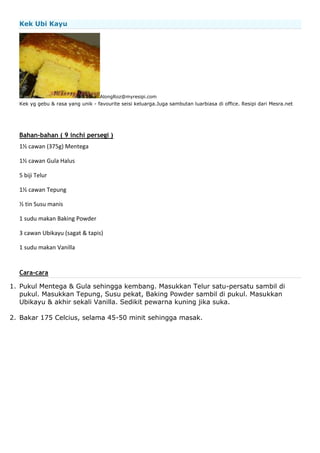 Resepi kek mudah | DOCX