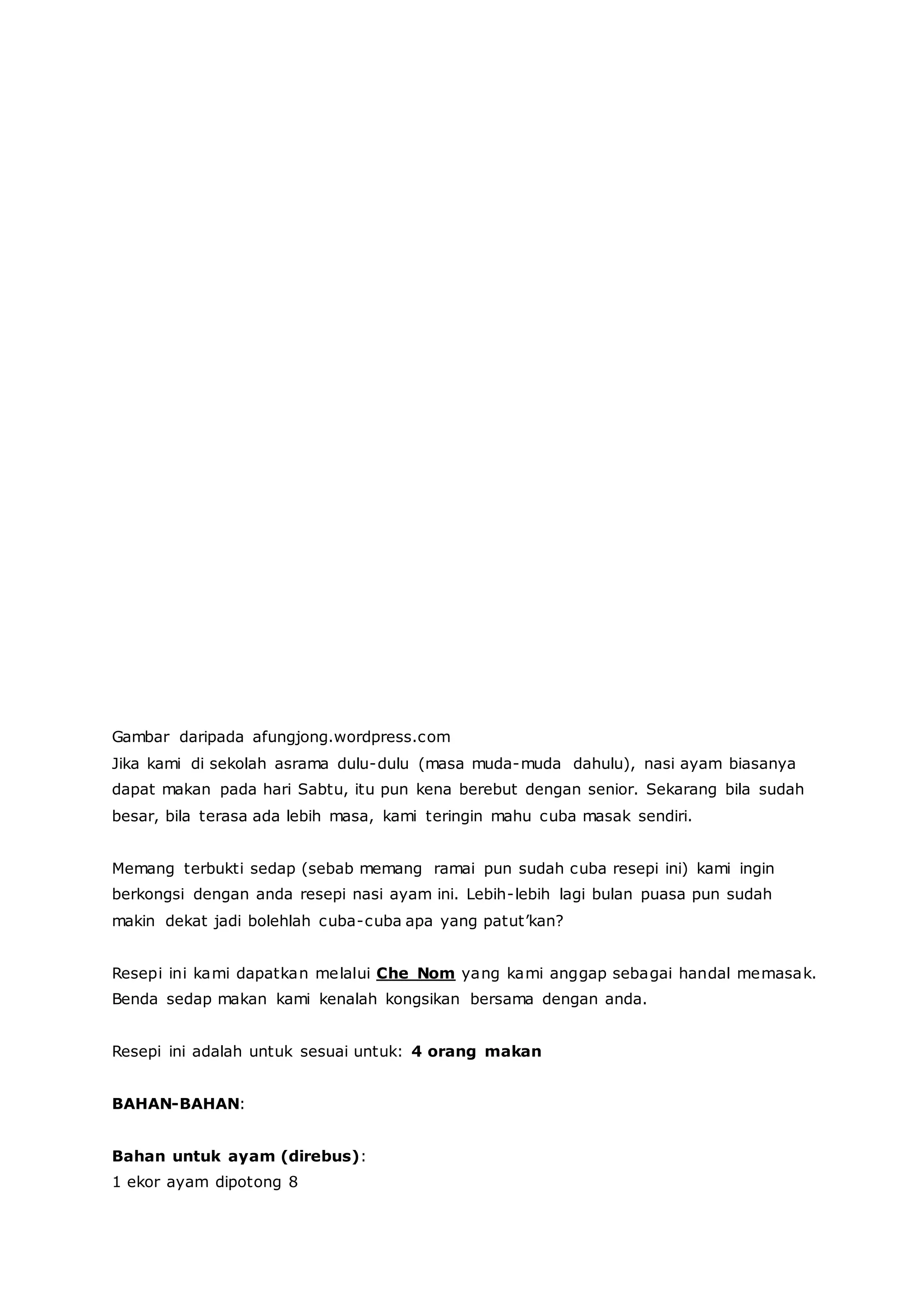 Resepi nasi ayam | PDF