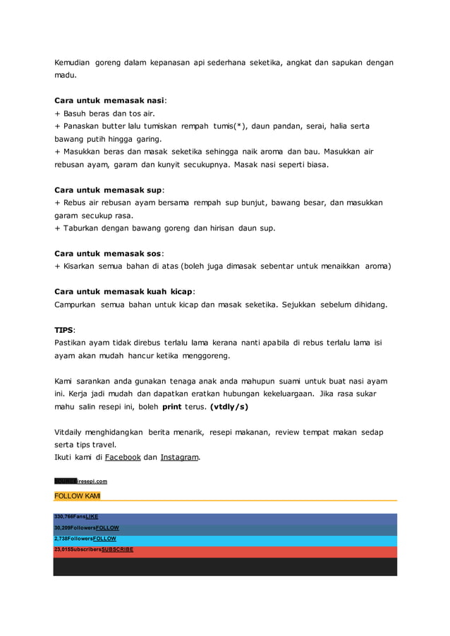 Resepi nasi ayam | PDF