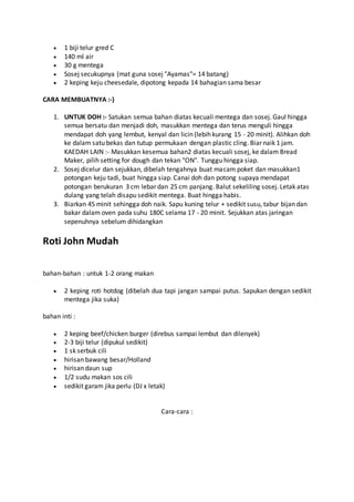 Resepi roti | DOCX