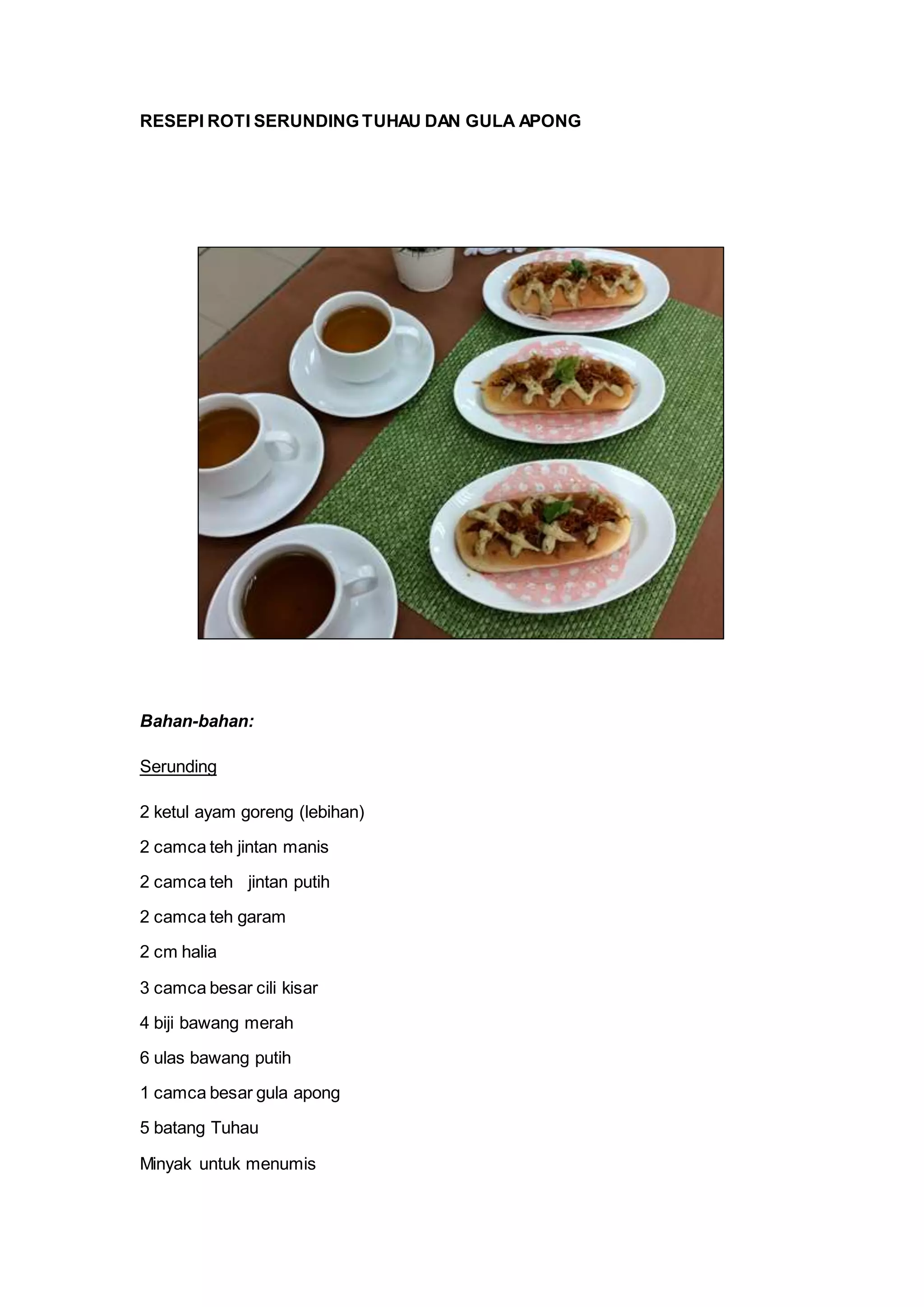 Resepi roti serunding tuhau dan gula apong | PDF