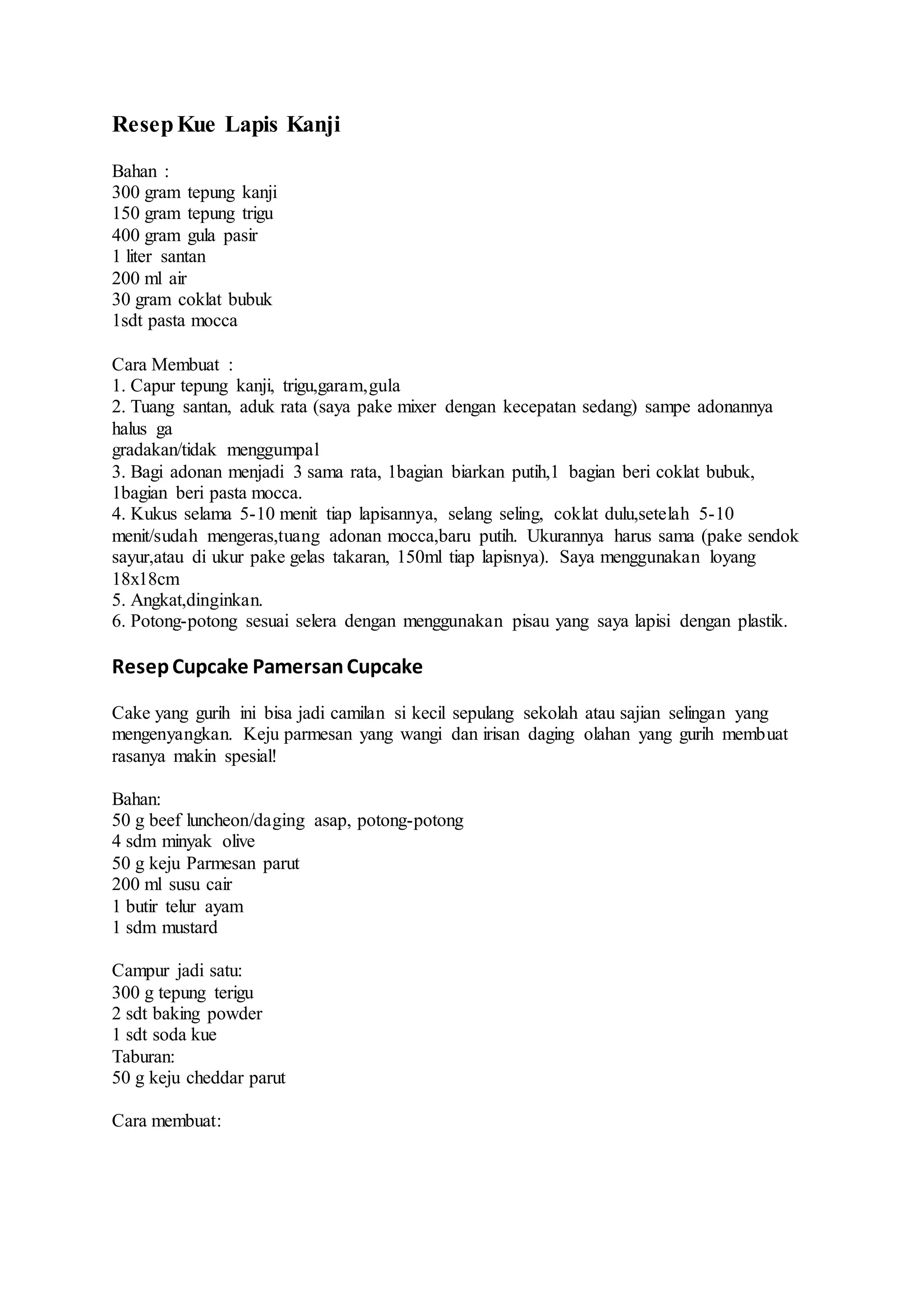 Resep kue lapis kanji | DOCX