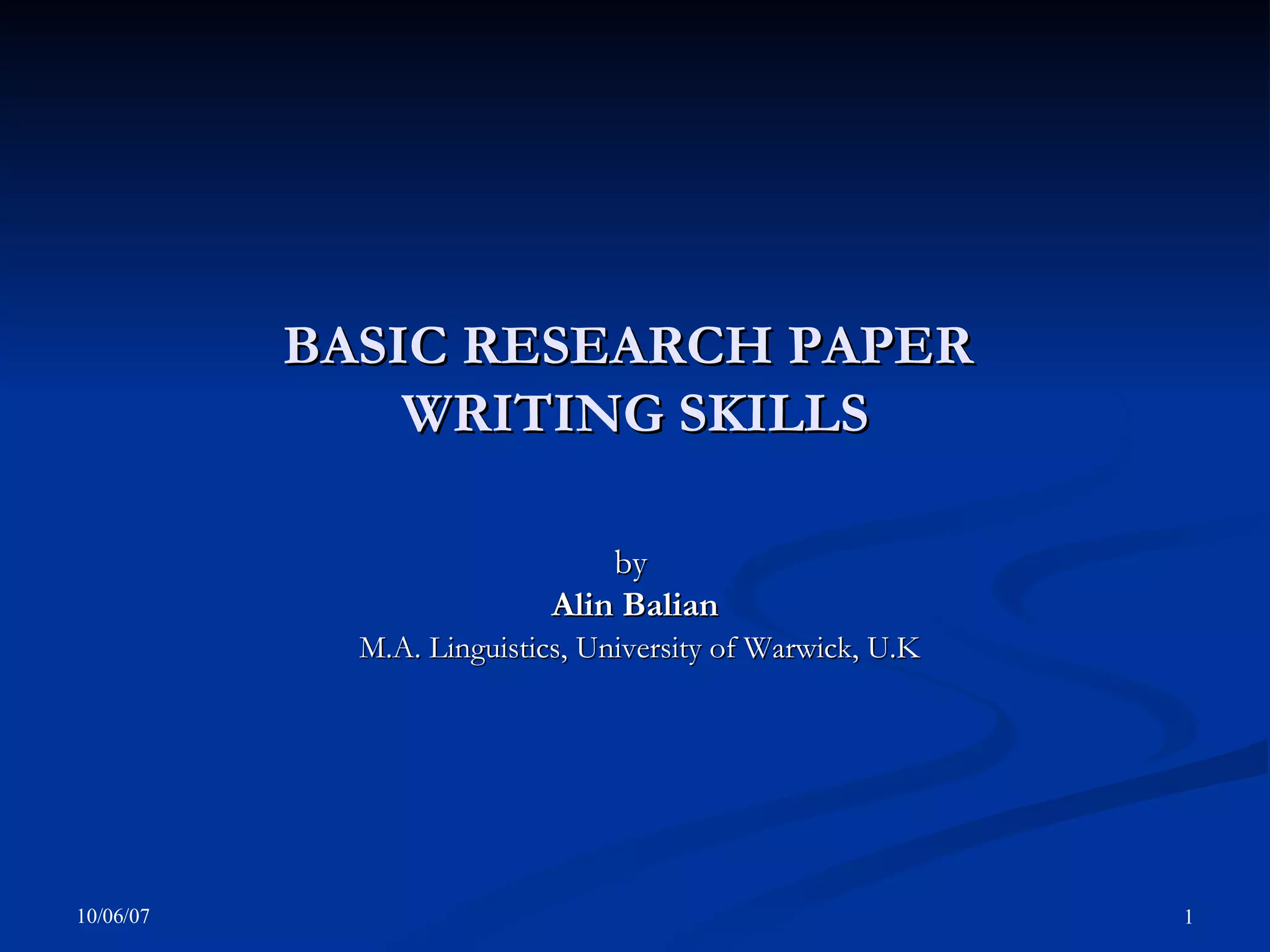 Reserch Methods: How to write an academic paper | PPT