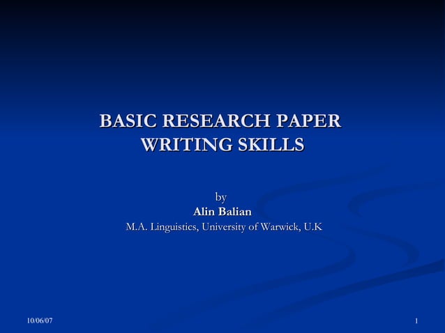 Reserch Methods: How to write an academic paper | PPT