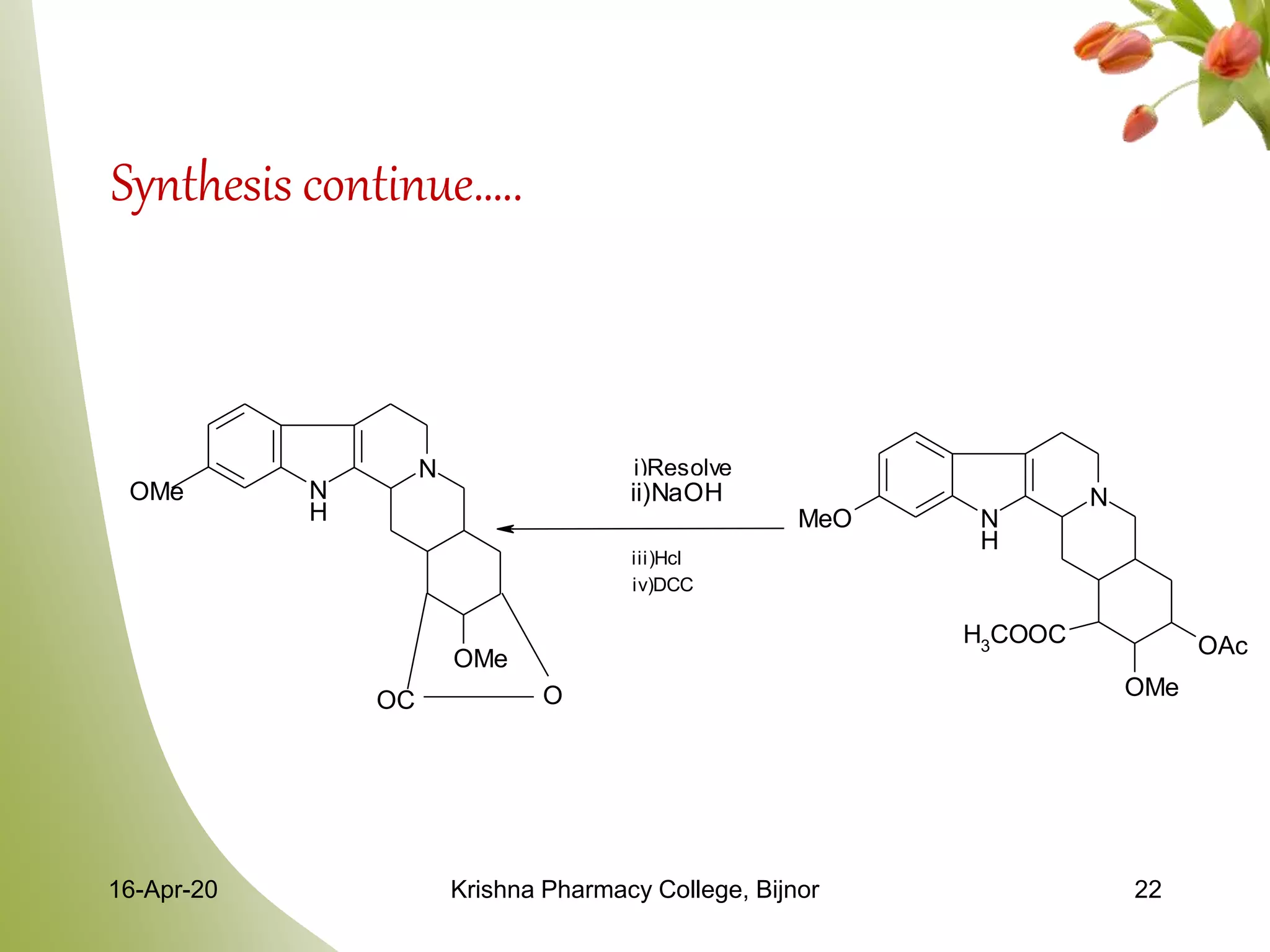 Reserpine(Structure Elucidation, Extraction and Isolation) | PPTX