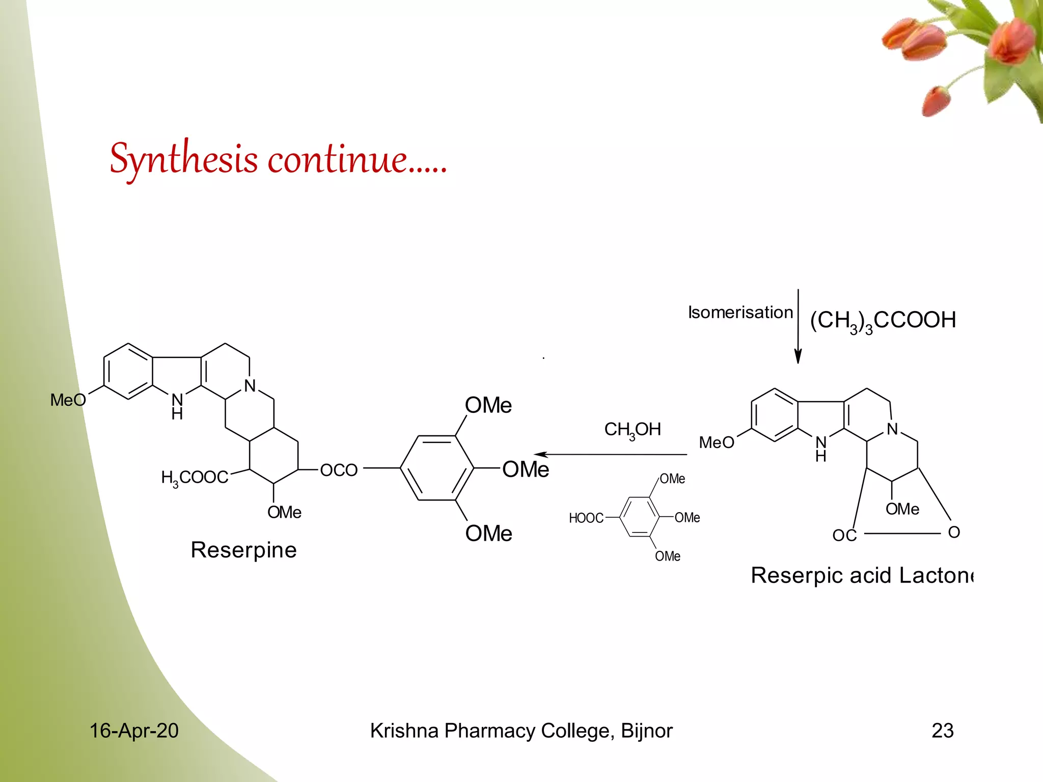 Reserpine(Structure Elucidation, Extraction and Isolation) | PPTX