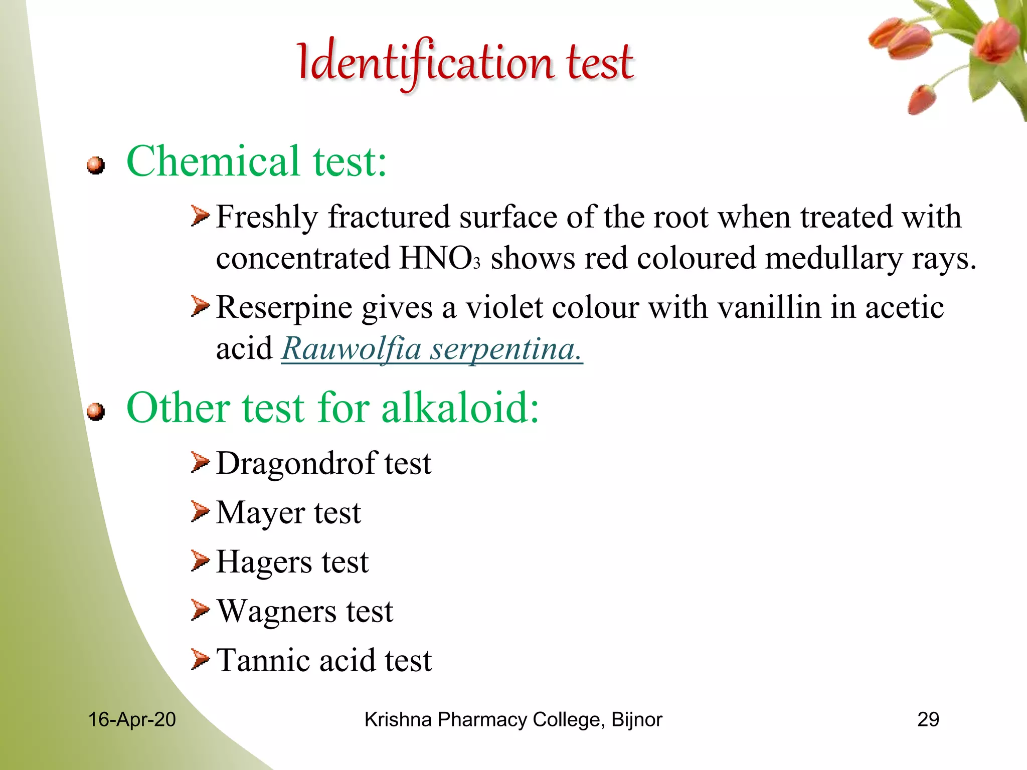 Reserpine(Structure Elucidation, Extraction and Isolation) | PPTX