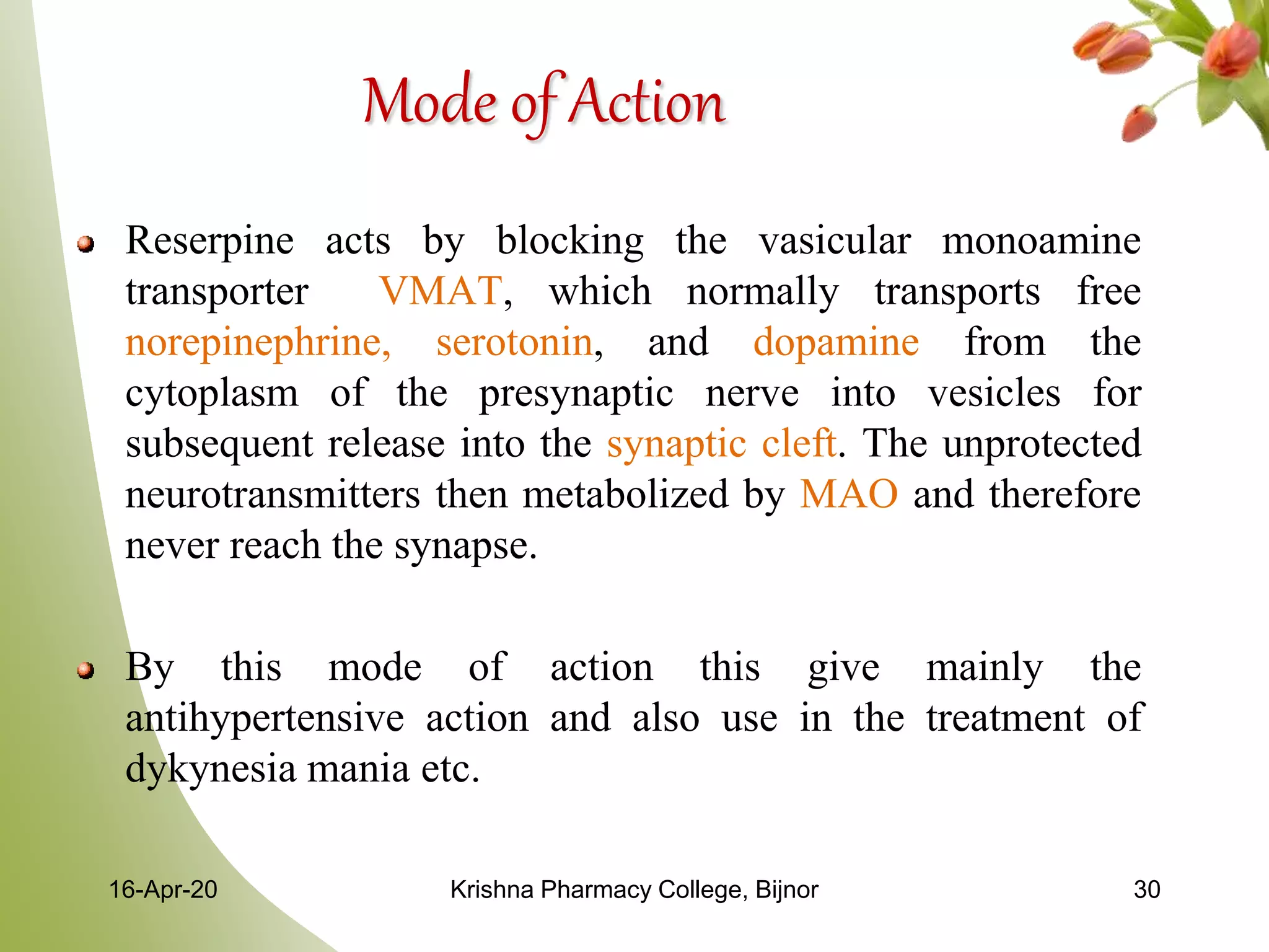Reserpine(Structure Elucidation, Extraction and Isolation) | PPTX