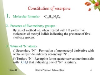 Reserpine(Structure Elucidation, Extraction and Isolation) | PPTX