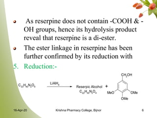 Reserpine(Structure Elucidation, Extraction and Isolation) | PPTX