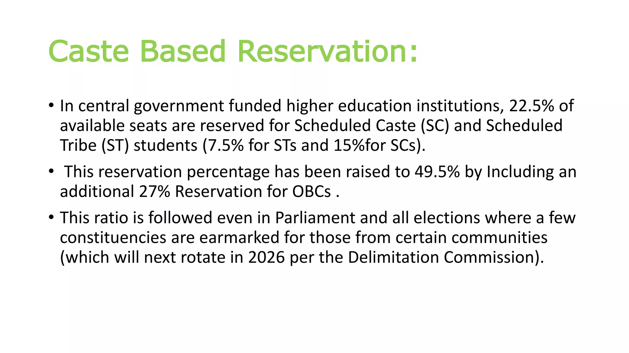 Reservation System In INDIA | PPTX