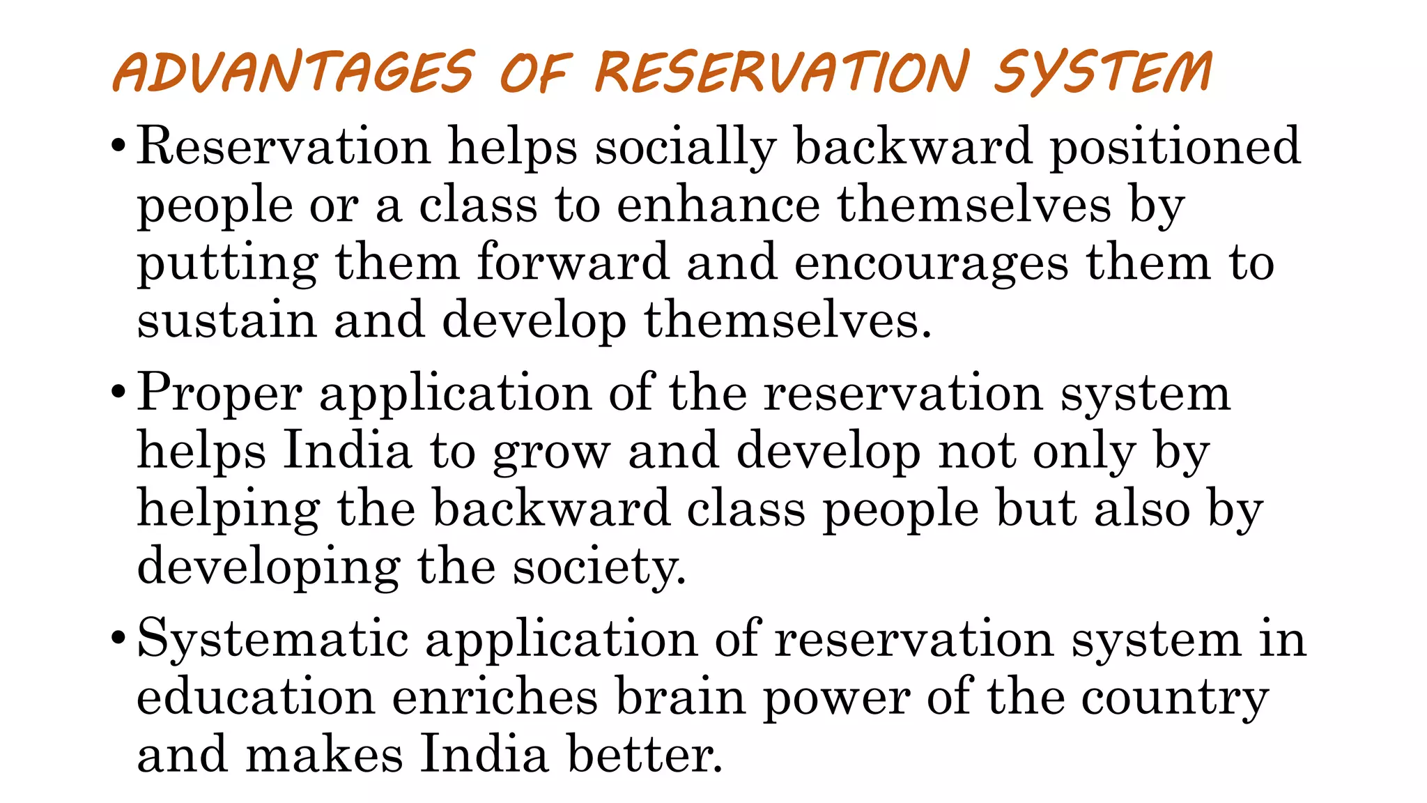 Reservation System In INDIA | PPTX