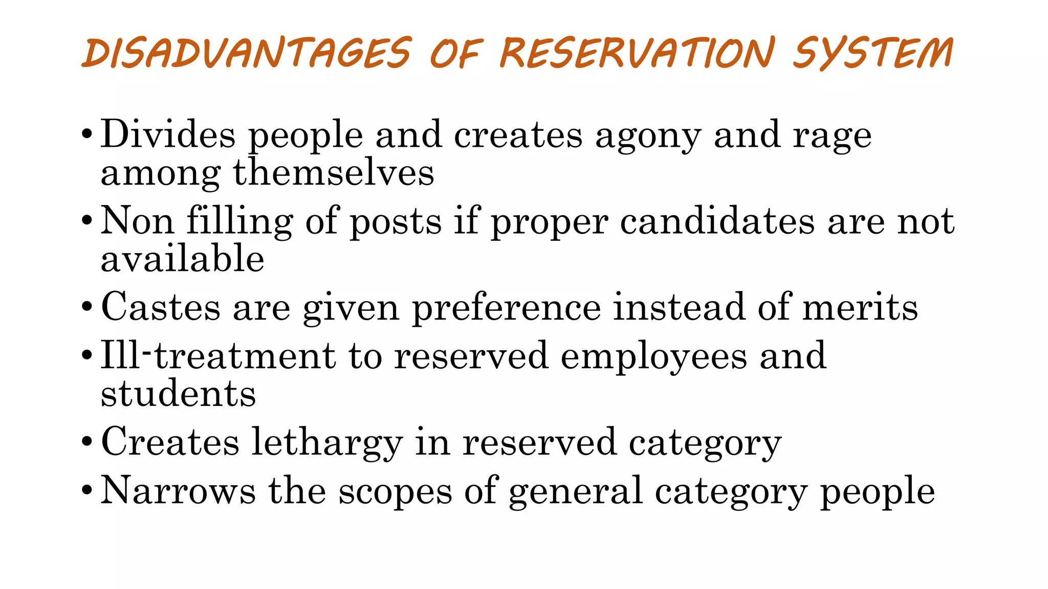 Reservation System In INDIA | PPTX