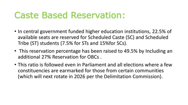 Reservation System In INDIA | PPTX