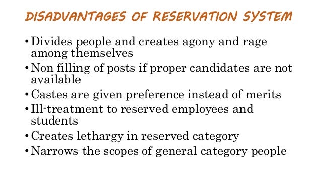 Reservation System In INDIA