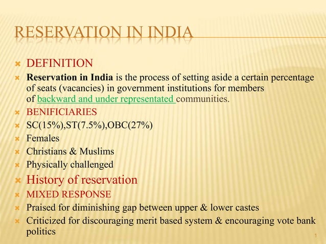 Reservation in india | PPTX