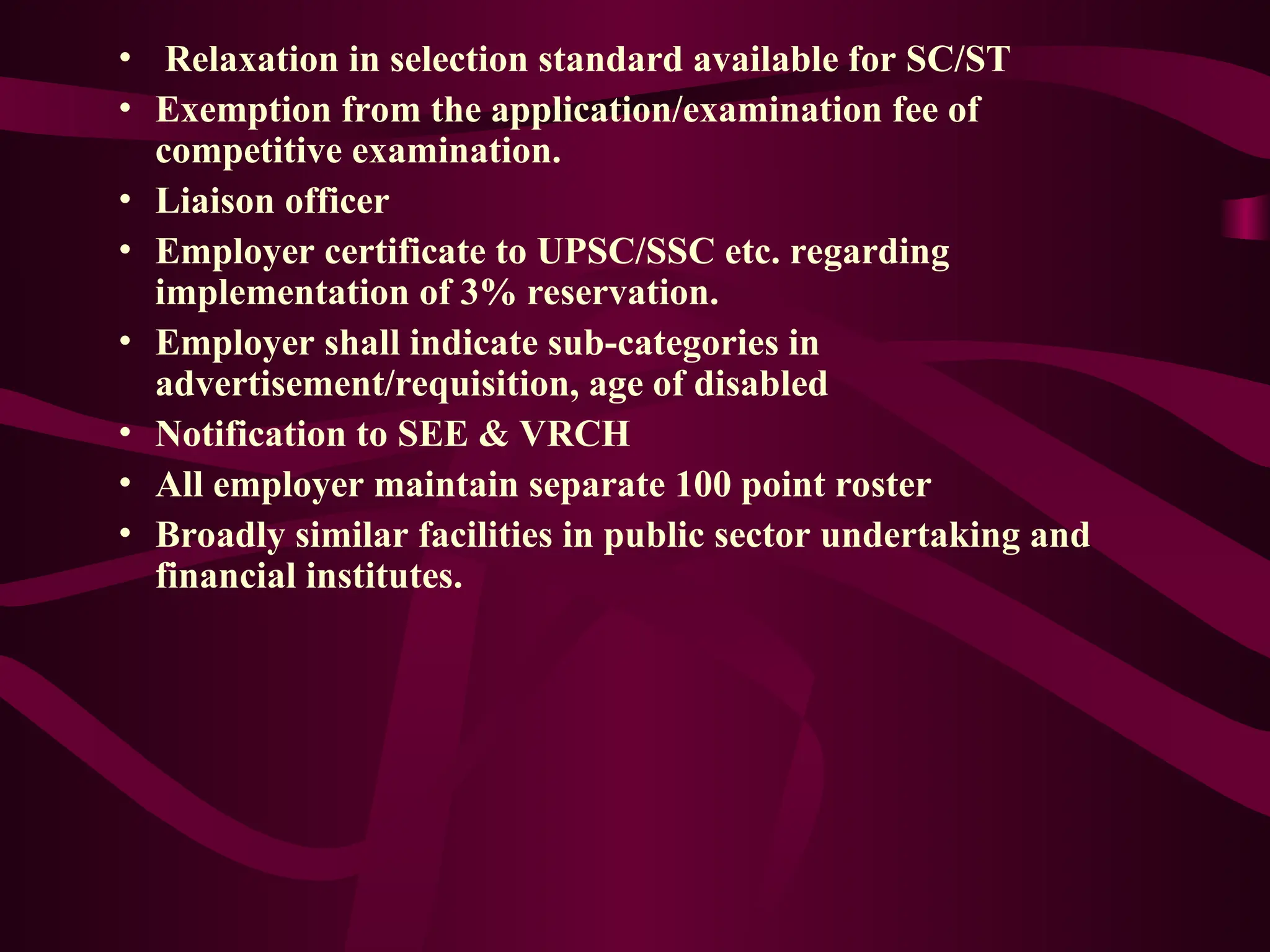 RESERVATION and benefits for pwd in india | PPT