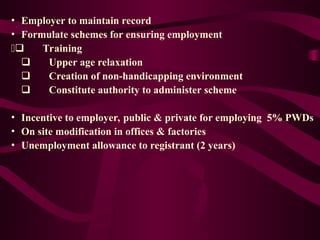 RESERVATION and benefits for pwd in india | PPT