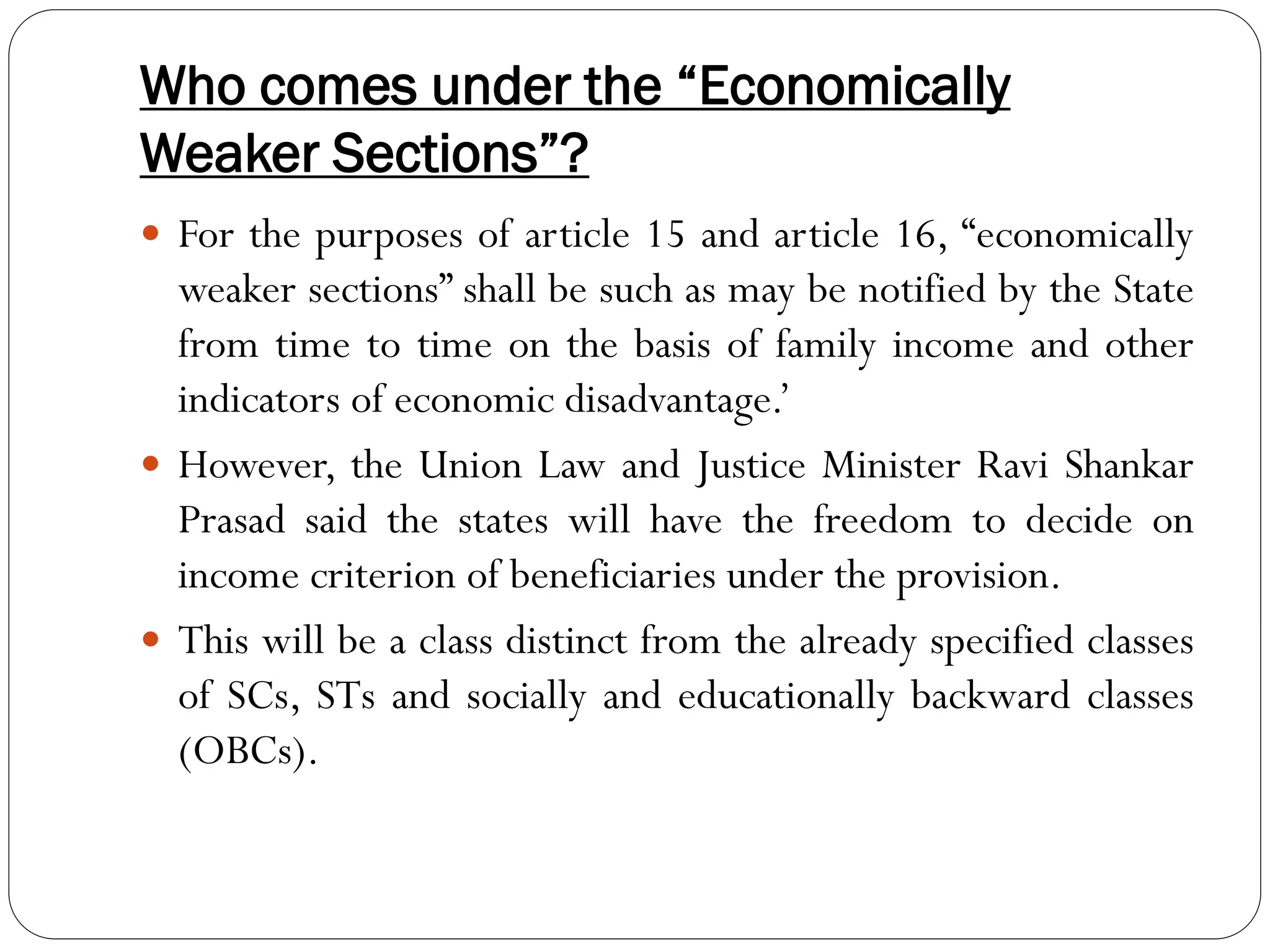 Economic weaker section Reservation PPT by Rajashree J Jawale | PPT